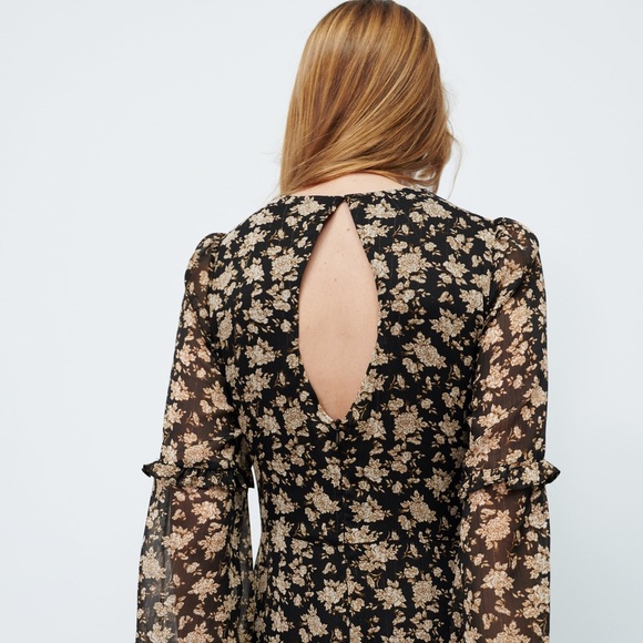 Zara | Dresses | Zara Ruffled Print Dress | Poshmark